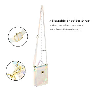 INICAT Clear Small Crossbody Bags Stadium Approved Cell Phone Jelly Purse Shoulder Bag For Women(Colorful-Vertical2)
