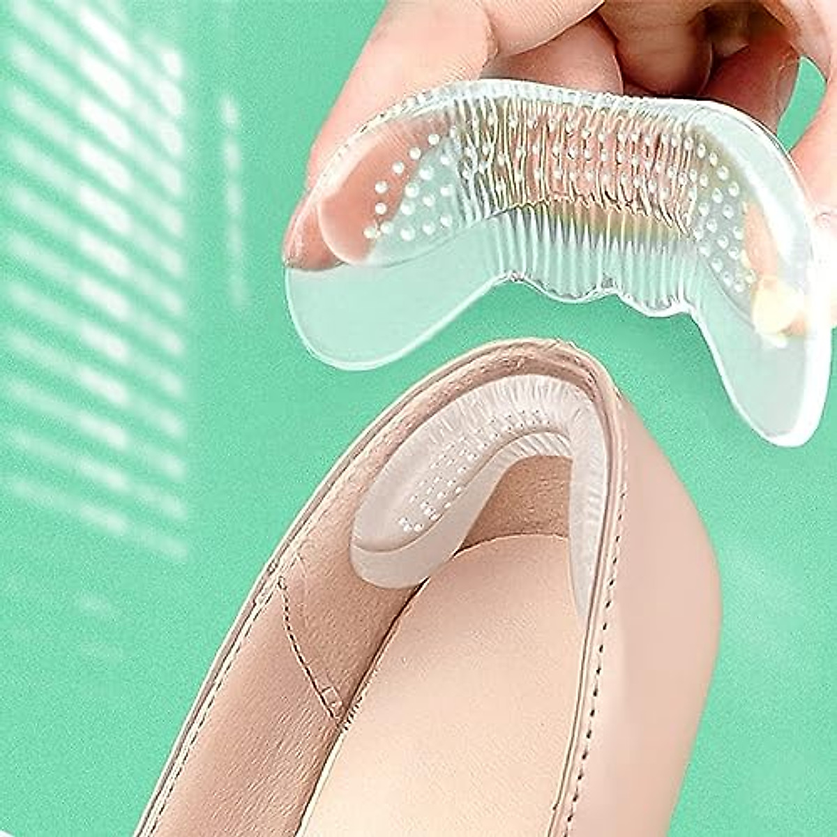 2Pcs of Transparent Invisible Self-Adhesive Gel Heel Pads: Non-Slip Cushion Grip Inserts for High Heels and Shoes
