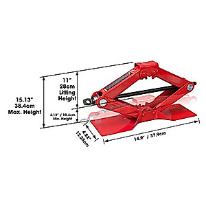BIG RED T10152 Torin Steel Scissor Lift Jack Car Kit, 1.5 Ton (3,000 lb) Capacity, Red