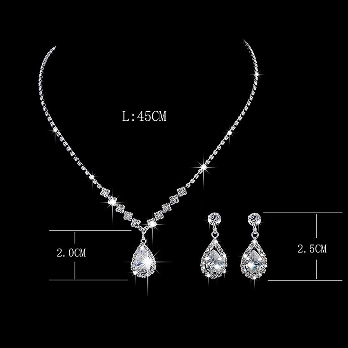 JAKAWIN Bride Silver Bridal Necklace Earrings Set Crystal Wedding Jewelry Set Rhinestone Choker Necklace for Women (Set of 3) (NK144-3)