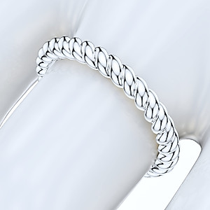 PRSTANI 2.5mm Wide Solid Sterling Silver Twisted Rope Comfortable Shank Bridal Set Matching Ring Wedding Band (5.5)