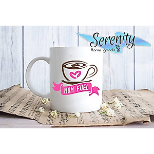 Mom Fuel Funny Coffee Mugs | Mothers Day Gifts Tea Mug | White 11 Ounce Ceramic Cup | Gift For Wife Mom Daughter Girlfriend Grandma | Country Rustic Farmhouse Style Kitchen Decor 2021