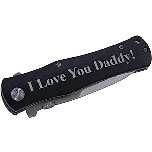 I Love You Daddy! Folding Pocket Knife with Pocket Clip - (Black Handle)