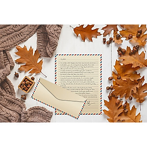 Vintage Airmail Stationery Paper Set, 100-Piece Set (50 Lined Sheets + 50 Matching Envelopes), Letter Size 8.5 x 11 inch, Double Sided & Lined Paper, by Better Office Products