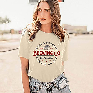 Mama's Boobery Shirt Women Brewing Co T-Shirt Mom Life Tee Shirt Breast Feeding Graphic Short Sleeve Top White