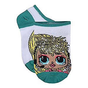 L.O.L. Surprise! Girl's 6-Pack OMG Check it Out No Show Socks, Blue, 6-8