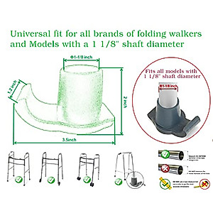 ComsenMed Walker Glide Skis, Universal Fit, Extra Durable,for 1 1/8 Inch Tubes,Universal Replacement Glide Caps,Heavy Duty Walker Coaster Skis for,Walker Parts,Walker Tips,(Gray) 1 Pair