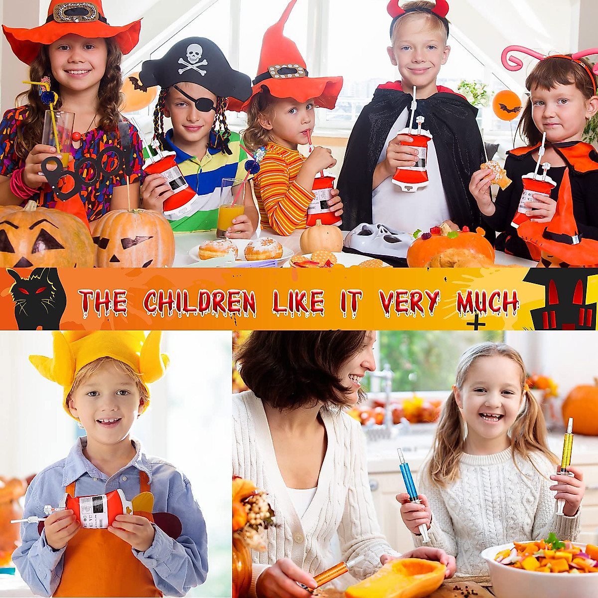 Jerify 36 Pcs Blood Bag Set 20 Pcs IV Bags Pouches 15 Pack Jelly Syringes and Injection Syringe for Halloween Gag Gift Graduation Zombie Vampire, Reusable Party Cups Container