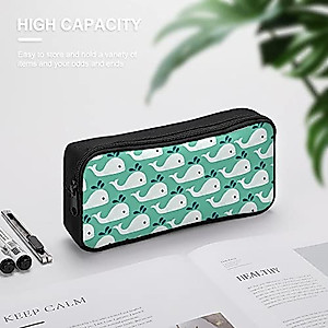 Cartoon Whales Pencil Case Stationery Pen Pouch Portable Makeup Storage Bag Organizer Gift