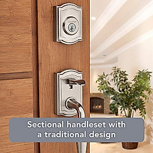 Baldwin Wesley, Front Entry Handleset with Interior Knob, Featuring SmartKey Deadbolt Re-Key Technology and Microban Protection, in Satin Nickel