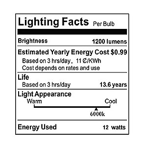 PAVOO E12 LED Light Bulbs, 12W LED Candelabra Bulbs 100 Watt Equivalent, 1200LM, 6000K Daylight White Ceiling Fan Light Bulbs,Pack of 4