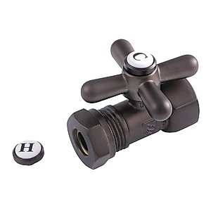 Kingston Brass CC44155X Vintage FIP x 1/2-Inch or 7/16-Inch Slip Joint Quarter-Turn Straight Stop Valve, 2-1/8-Inch, Oil Rubbed Bronze