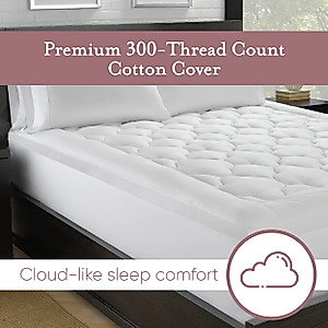 Ella Jayne Lofty 100% Cotton Plush Gel Fiber Filled Mattress Topper, 2" Extra Loft, Deep Elastic Skirt, Fits 22" Mattress - California King (72″x84″x2″)