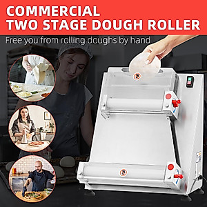 CHEINAUTO 01 Commercial Pizza Dough Roller Sheeter, 24.8 x 20.8 x 9.8 inches, Silver