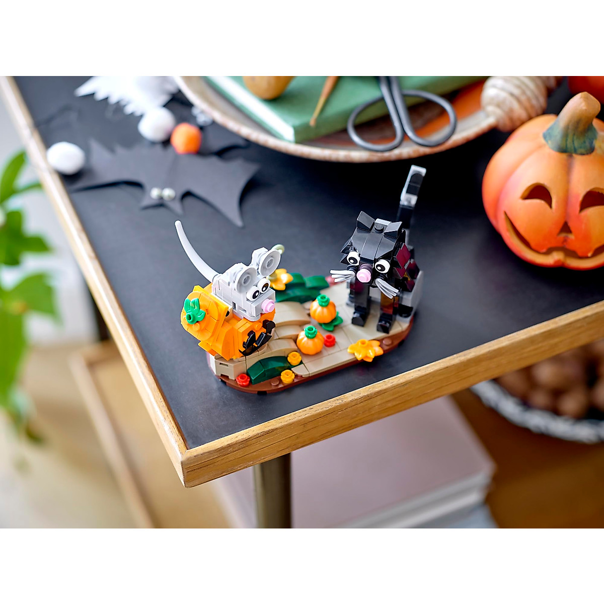 LEGO Halloween Cat & Mouse 40570 Building Kit, Whimsical Halloween Décor with Adorable Cat, Mouse, and Pumpkin Toys, Halloween Toy