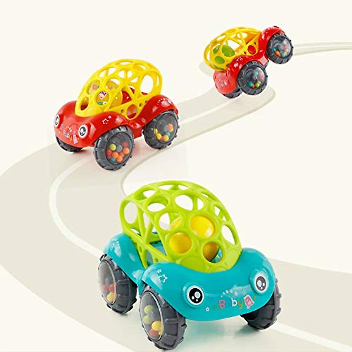 Shuohu Baby Newborn Rattle and Roll Car Bell Ring Shaking Catch Ball Rattle Toy Green