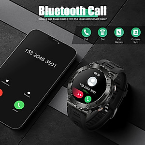 Smart Watch for Men (Call Receive/Dial) Rugged Military Tactical Smartwatch 1.32" HD Outdoor Sports Smartwatch Fitness Tracker Watch with Heart Rate Blood Pressure Sleep Monitor for Android iOS