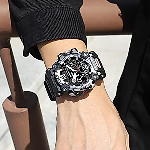 Men's Military Watch Outdoor LED Digital Watch Waterproof Tactical Army Wrist Sports Watches for Men Black Silver_8072