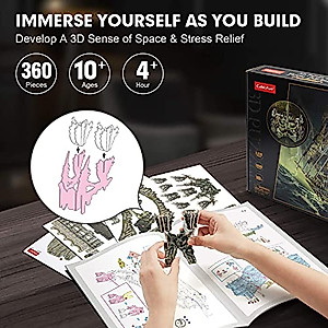 3D Puzzles for Adults Green LED Flying Dutchman 360 Pieces Haunted Pirate Ship Arts & Crafts for Adults Gifts for Men Women Model Kits, Lighting Ghost Ship Decor Brain Teaser Puzzles for Adults