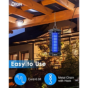 Bug Zapper Outdoor, Plug in Electric Mosquito Fly Zapper w/ 15W Light & 4200V Grid & on/Off Switch, Mosquito Traps & Killer for Indoor, Kitchen, Patio, Backyard and More (Black)