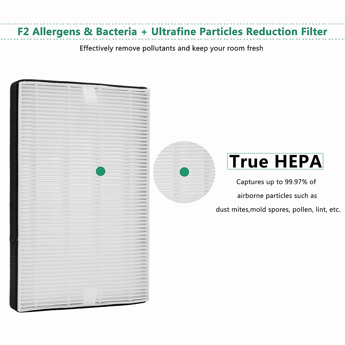 Drolma F2 A2 replacement filter, compatible with 3M Filtrete Air Purifier models FAP-C02WA-G2,FAP-C03BA-G2,FAP-C02-F2,FAP-T03-F2 and FAP-TO3-A2, 2pack