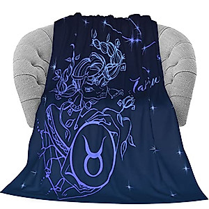 Delerain Zodiac Sign Taurus Flannel Fleece Throw Blanket 50"x60" Living Room/Bedroom/Sofa Couch Warm Soft Bed Blanket for Kids Adults All Season