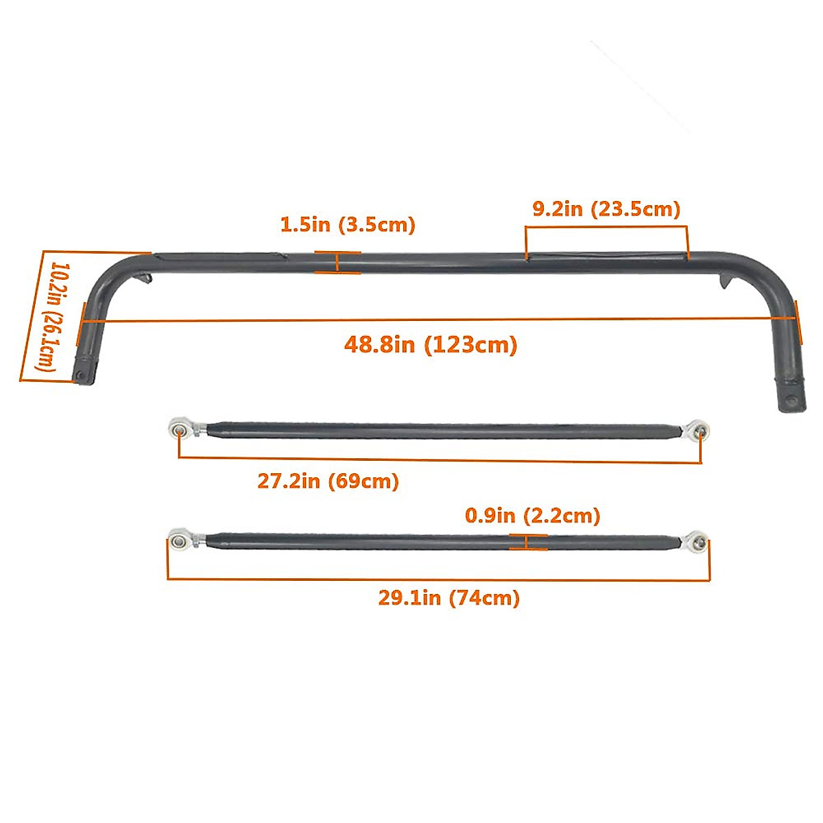 49" Universal Iron Racing Safety Seat Belt Chassis Roll Harness Bar Rod Black Compatible with Ford Honda Mitsubishi and more, Works with All 4-Point, 5-Point and 6-Point Seat Belts