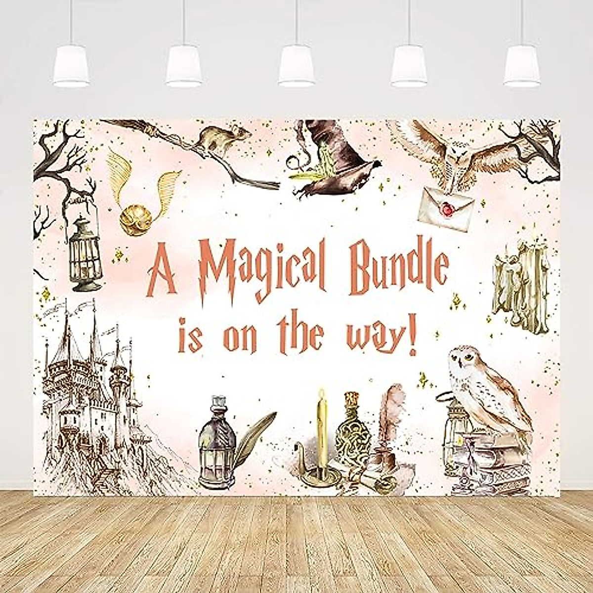 Ticuenicoa 7x5ft Magical Wizard Baby Shower Backdrop A Magical Bundle is On The Way Party Photography Background Castle Witch Wizard School Pink Kids Girls Wizard Cake Table Banner Decorations