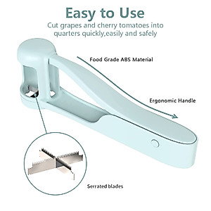 Luvan Grape Cutter for Toddlers, Grape Slicer for Baby, Grape Tomato Cherry Strawberry Cutter Tools Into 4 Pieces for Vegetable Fruit Salad, Stainless Steel Quarter Grape Slicer Kitchen Gadget