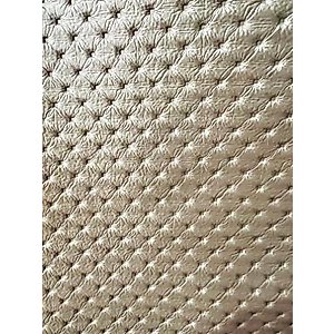 FABRICS FOREVER - Faux Leather Diamond Embossed Stitch Rose Gold Silver Upholstery Fabric by The Yard - 54’’ Wide | Silver Vinyl Fabric Material Faux Leather Sheets for DIY, Upholstery Crafts