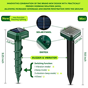 Outdwella 2024 New Solar Powered Sonic Mole Repeller - Ultimate Eco-Friendly Garden Solution