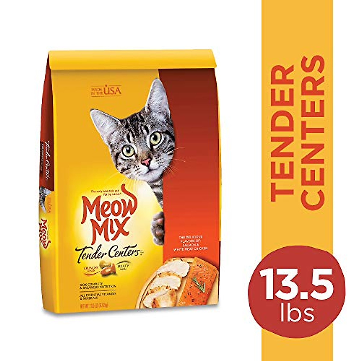Meow Mix Tender Centers Dry Cat Food, Salmon & Chicken, 13.5 Pound Bag