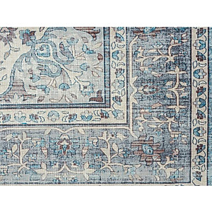 VCNY Home - Area Rug, Machine Washable, Non-Skid Mat with Traditional Medallion Printed Chenille (Era Collection, 5' 3" x 7')