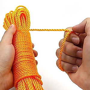JeogYong Nylon Rope 33ft 1/5 inch (5mm) Clothes Line Ropes, Colored Clothesline Flag Pole Rope, Thick Strong Nylon String for Multi-Purpose Tie Down Outdoor Gardening Clothing Hanging Craft Projects