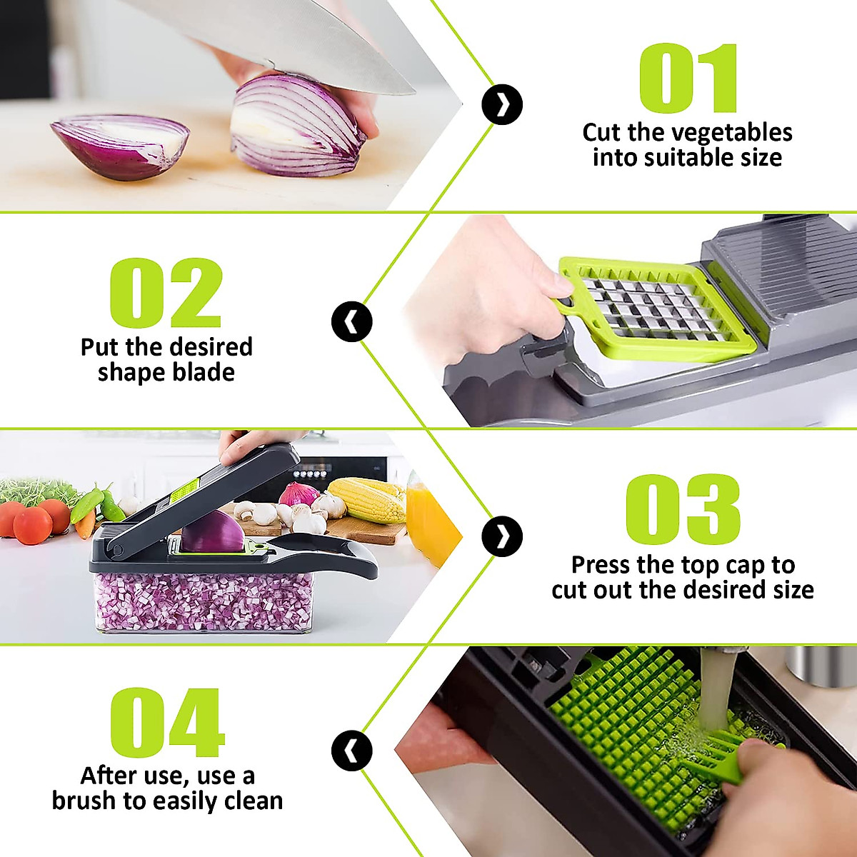 vegetable chopper, 12 in 1 Hand Held Multifunctional vegetable cutter, fruits slicer and egg white separator