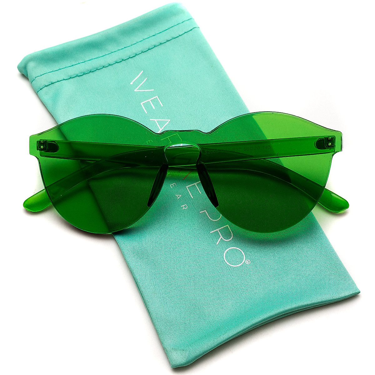 WearMe Pro Colorful One Piece Transparent Round Sunglasses | Fun Rimless Glasses for Women and Men | Retro Festival Sunnies