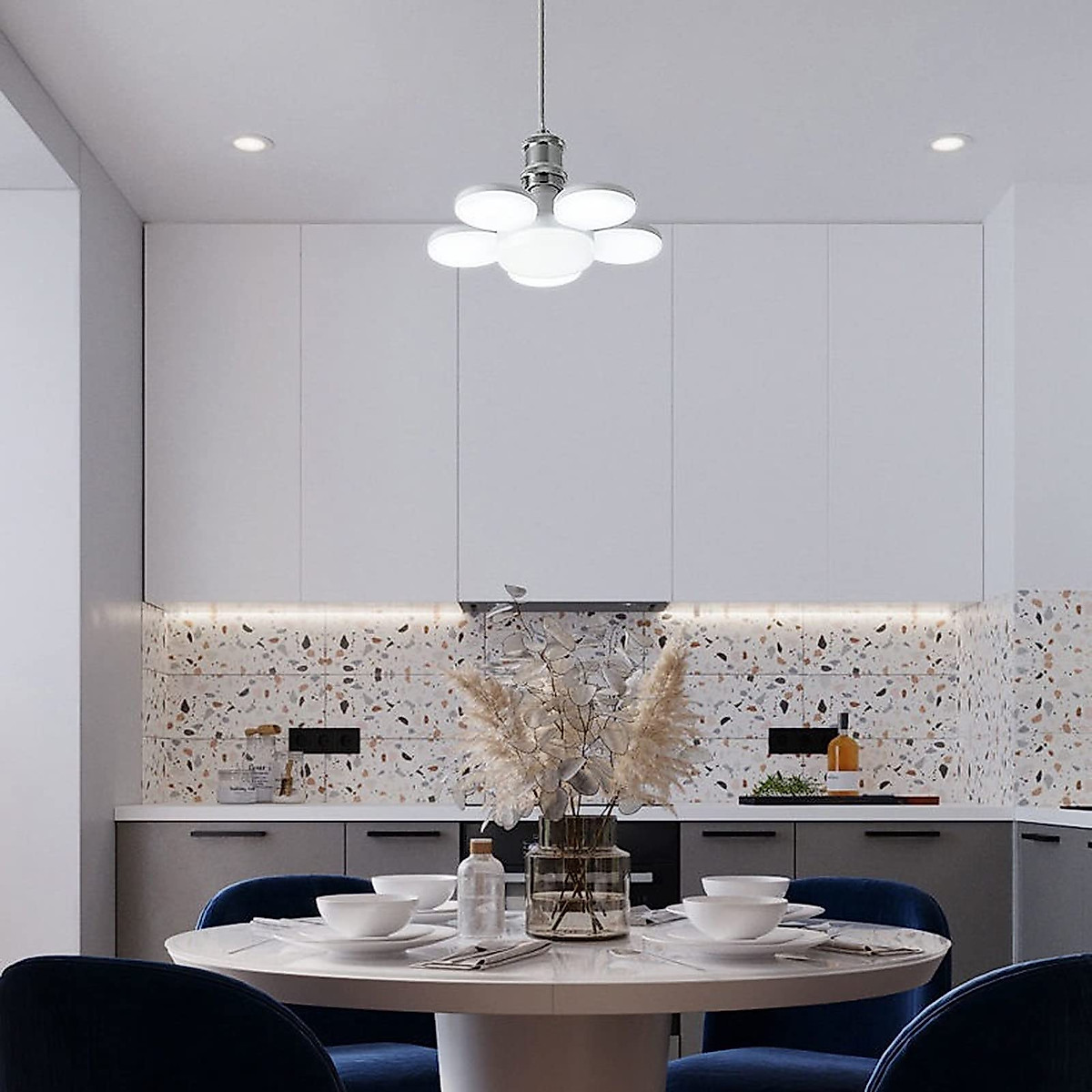 yaogohua LED Garage Ceiling Light, 50W 6500K White Lighting E27 E26 Base 8000LM, Adjustable Deformable Light for Warehouse Balcony Corridor 85‑265V