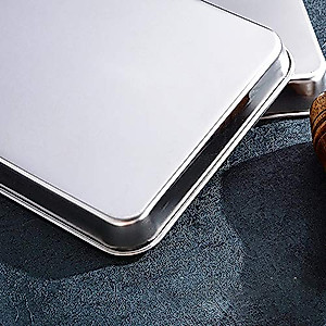 2 Pack Stainless Steel Tray Non Toxic Heavy Duty Thickening Pan for Kitchen Baking, Lab Instrument, Dental, Medical Surgical Instrument, Pet Treatment, Jewelry Tools（Medium