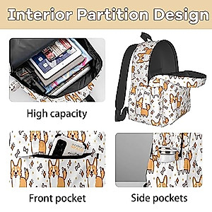 PARN Corgi Backpack For Women Men, 16.9 Inch Corgi Laptop Backpack College Bag Cute Travel Backpack