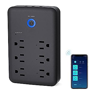 GHome Smart Plug Outlet Extender, USB Surge Protector 3 Individually Controlled Outlets and 3 USB Ports, WiFi Plug Works with Alexa Google Home, Outlet Timer Wall Adapter, 2.4GHz Wi-Fi Only, 15A/1800W