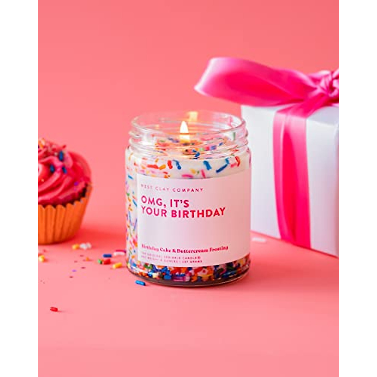 OMG, It’s Your Birthday Sprinkle Candle | West Clay Company | Happy Birthday Vanilla Cake Sprinkles Scented Soy Nontoxic Candles for Gift | Women, Bday, Birthday Gifts for Women