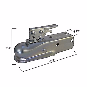 MotoAlliance Impact Implements Straight Tongue Trailer Coupler for 2 inch Ball Hitch, 3500lbs