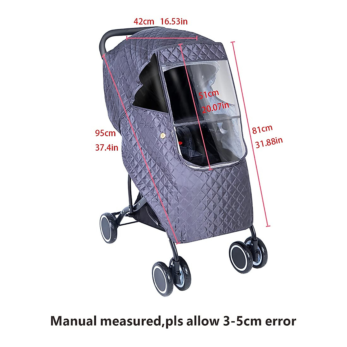 Winter Stroller Weather Shield Universal,Baby Stroller Rain Cover Waterproof,Travel Strollers Raincoat,Pushchairs Accessories,for Colder Weather,Protect from Snow Wind Sun Dust (Dark Gray)