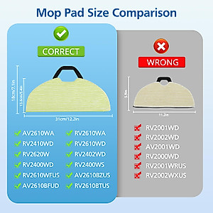 JORAIR AV2610WA RV2610WA Vacuum Mop Replacement Pads Compatible with Shark RV2610WA AV2610WA RV2620WD RV2410WD AI Ultra 2- in-1 Robot Vacuum, Washable Reusable Microfiber Soft Pads, 6 Pack