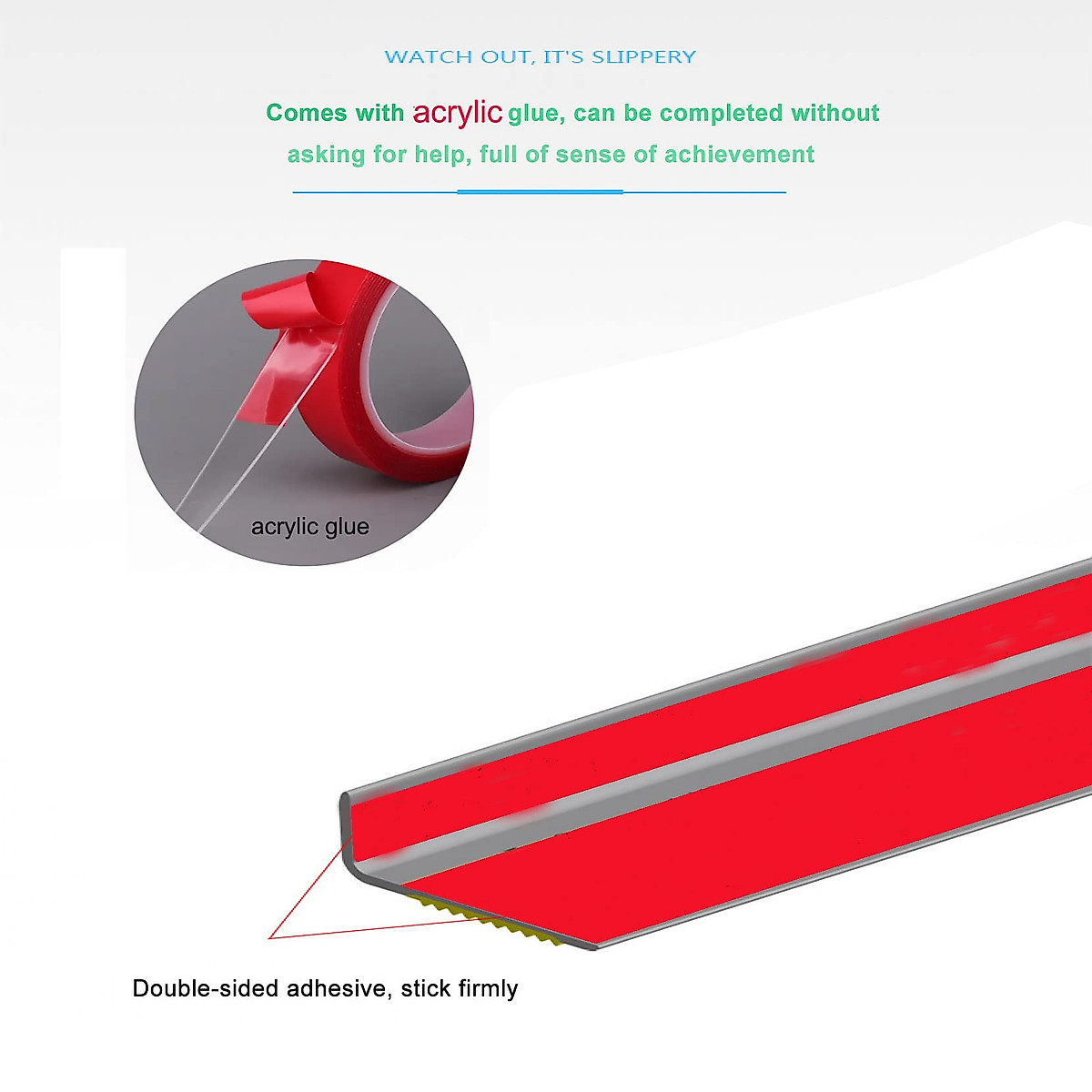 Stair Nosing Edge Anti Slip Traction Treads,Stair Edge Protector,Step Edge Trim Rubber Strips,Easy to Install,Outdoor Indoor Staircases Pads Help Elderly,Children to Walk The Stairs Safely