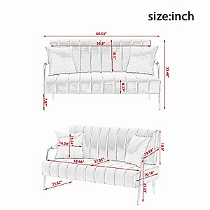 Loveseat Modern 2 Seater Sofa Comfortable Australian Cashmere Fabric Sofa with Two Throw Pillows Blue (Blue)