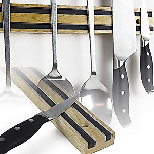 Magnetic Knife Holder Rack Bar Kitchen Utensils Organizer Heavy Duty Wood Structure Knife Strip Easy to Mount with Included Anchors and Screws 16 Inches