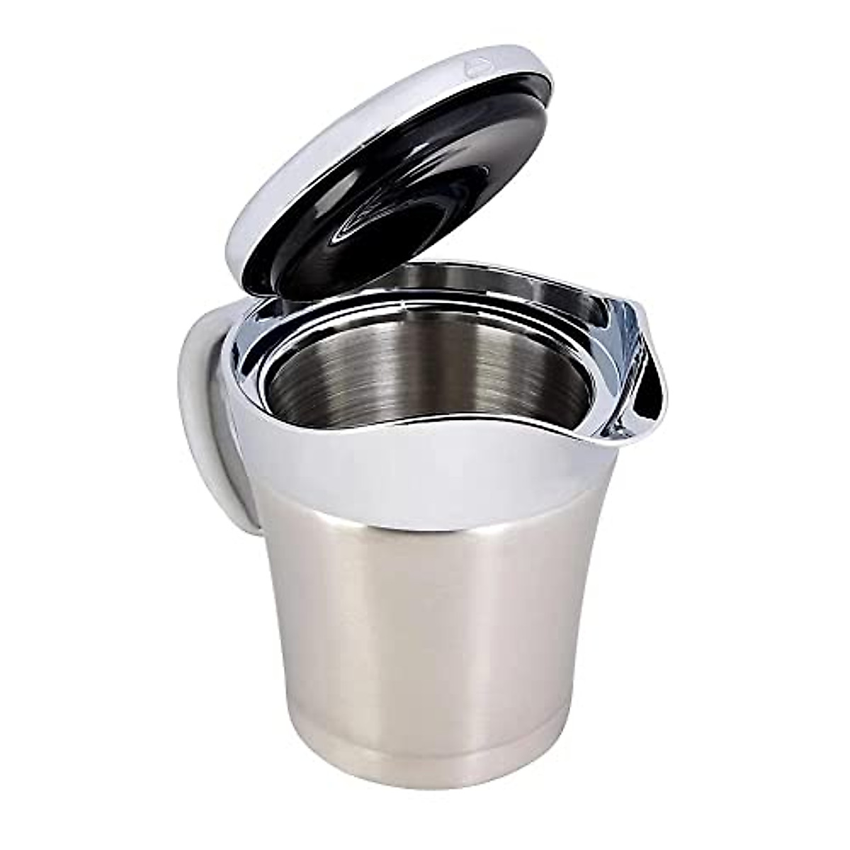 FOXDISK 304 Stainless Steel Double Insulated Gravy Boat 16 oz with Hinged Lid,Sauce Jug and Steak Sauce Pot Double Walled Insulated Thermal (16 oz/450ml)