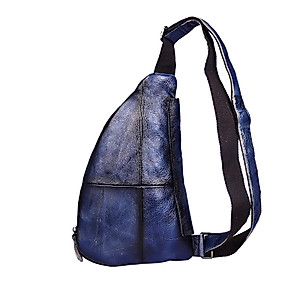 Le'aokuu Mens Fashion Casual Tea Designer Travel Hiking Crossbody Chest Sling Bag Rig One Shoulder Strap Bag For Men Leather