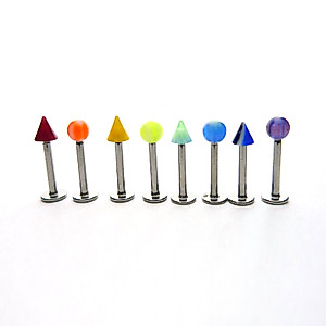Groupcow 100pcs Stainless Steel Labret Lip Bar Ring Body Piercing Barbell Jewelry Ball